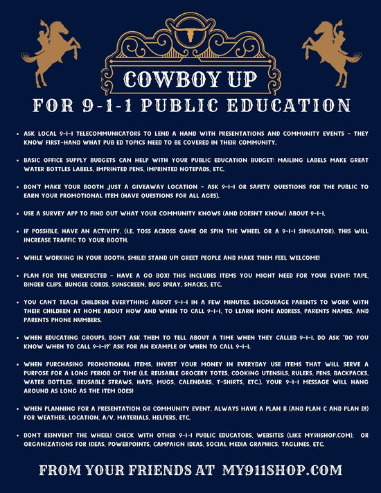 **FREEBIE** "Cowboy Up" 9-1-1 Public Educator Resource – my911shop.com